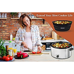 Scrub Guardian - Premium 7/8 QT Oval Silicone Slow Cooker Liners for Crock Pot - Non-Stick, Reusable, Food-grade & BPA Free Silicone, Dishwasher Safe- Fits Large Crock pot 7/8 Quarts - Collapsible Crock Pot Liner for Easy Storage