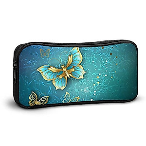 Luxury Gold Butterflies Pencil Case Pencil Pouch Coin Pouch Cosmetic Bag Office Stationery Organizer