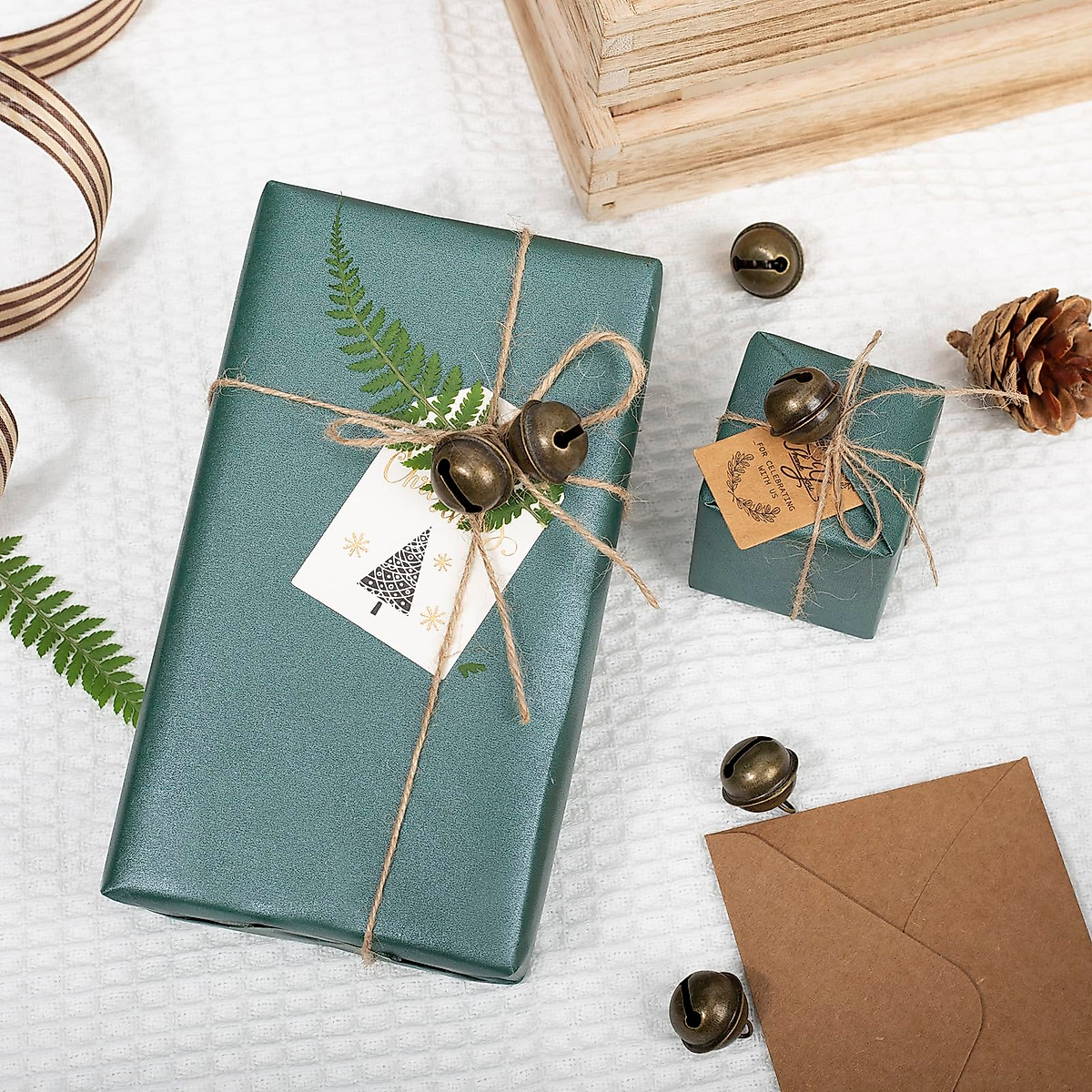 Flyhill Dark Green Jumbo Wrapping Paper-30in*32.8ft（81.78sq.ft.ttl-Solid Color with Pearly-Luster Gift Wrap for Christmas，Birthday,Wedding，St. Patrick's Day