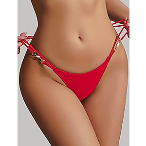 Banamic Sexy G-String Thongs for Women Panties T-back Low Rise Hipster Underpants Red