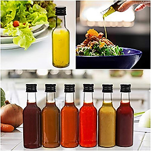 Belle Vous Mini Liquor Bottles (24 Pack) - Reusable Plastic 50ml (1.7 fl oz) Empty Spirit Bottle with Black Screw Cap, Liquid Funnel for Easy Pouring, Filling - Miniature Bottles for Weddings, Parties