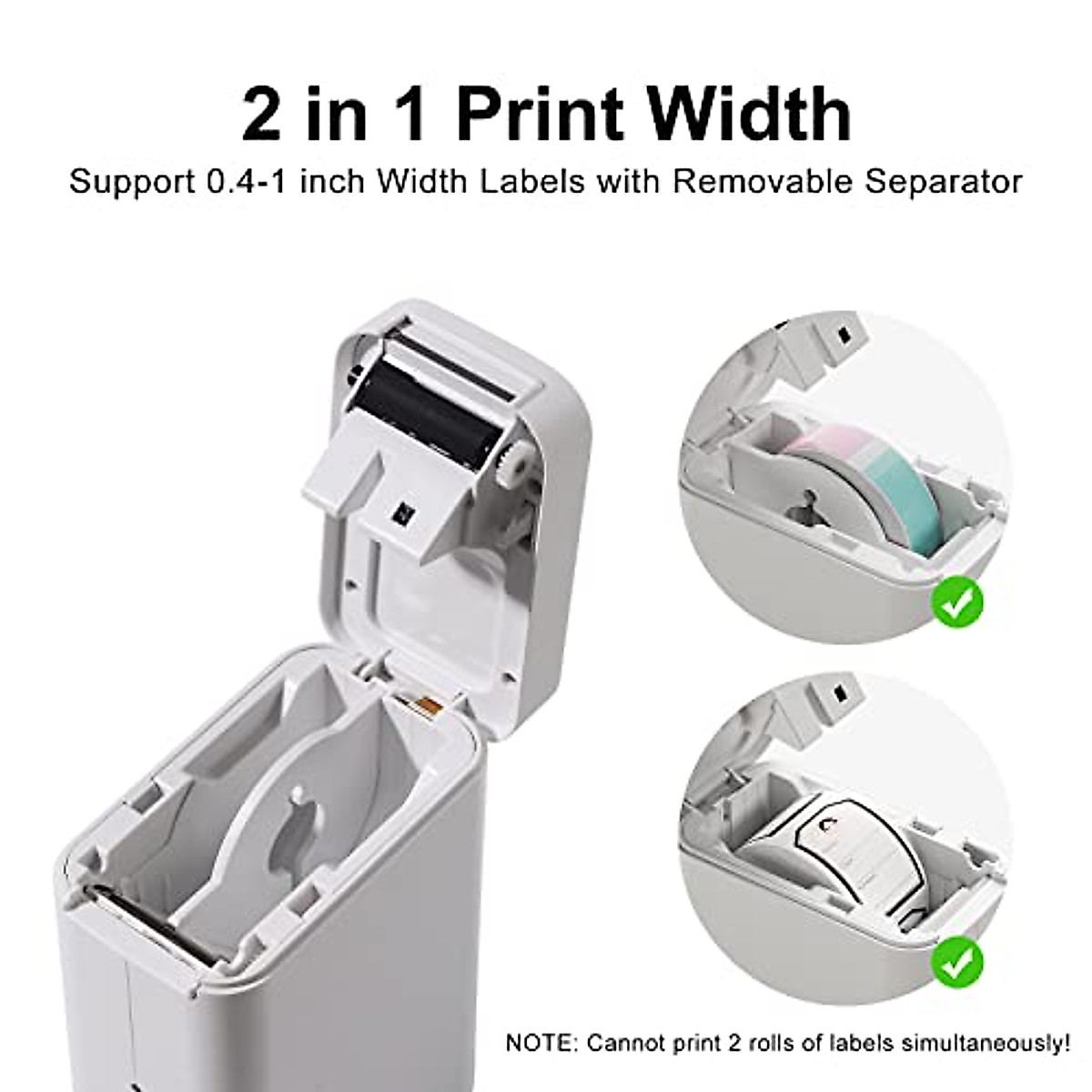 Bundle Label Maker Machine D101 Bluetooth Label Maker with 2 Rolls of White Label Tape 12×40mm, 25×50mm