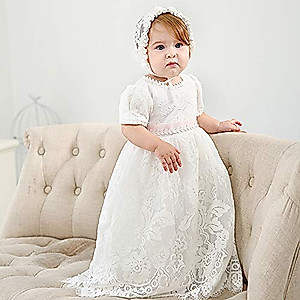 CareCheer Baby Girl Christening Dress Baptism Dedication Blessing Gown Flower Girl Special Occasion Dresses (16-20 Months)