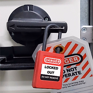 Honoson Valve Lockout and Safety Padlock Combination Oil Gas Valve Lock Natural Gas Valve for Chemical Industry, 1-2.5 inch, Red (1 Pack)