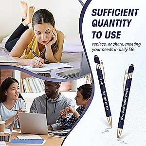 Ctosree 10 Pcs Inspirational Pens Motivational Ballpoint Pens with Stylus Tip Funny Ink Pens Metal Office Appreciation Gifts for Employee Coworkers Office Supplies, 10 Styles (Dark Blue)
