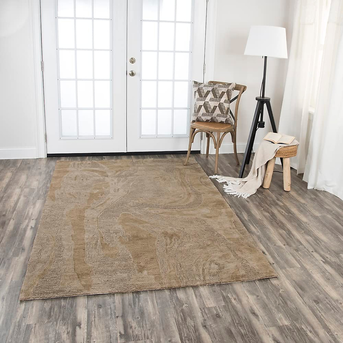 Rizzy Home | FA176B | Fifth Avenue Collection | Wool Area Rug | 8' x 10' | Brown/Gray/Rust/Blue Damask