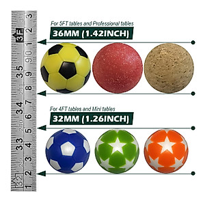 Joovon 1.42 Inch Foosball Balls 1.26 Inch Foosball Table Balls for Foosball Tabletop Game Foosball Ball Replacements Multicolor with The Plastic Box