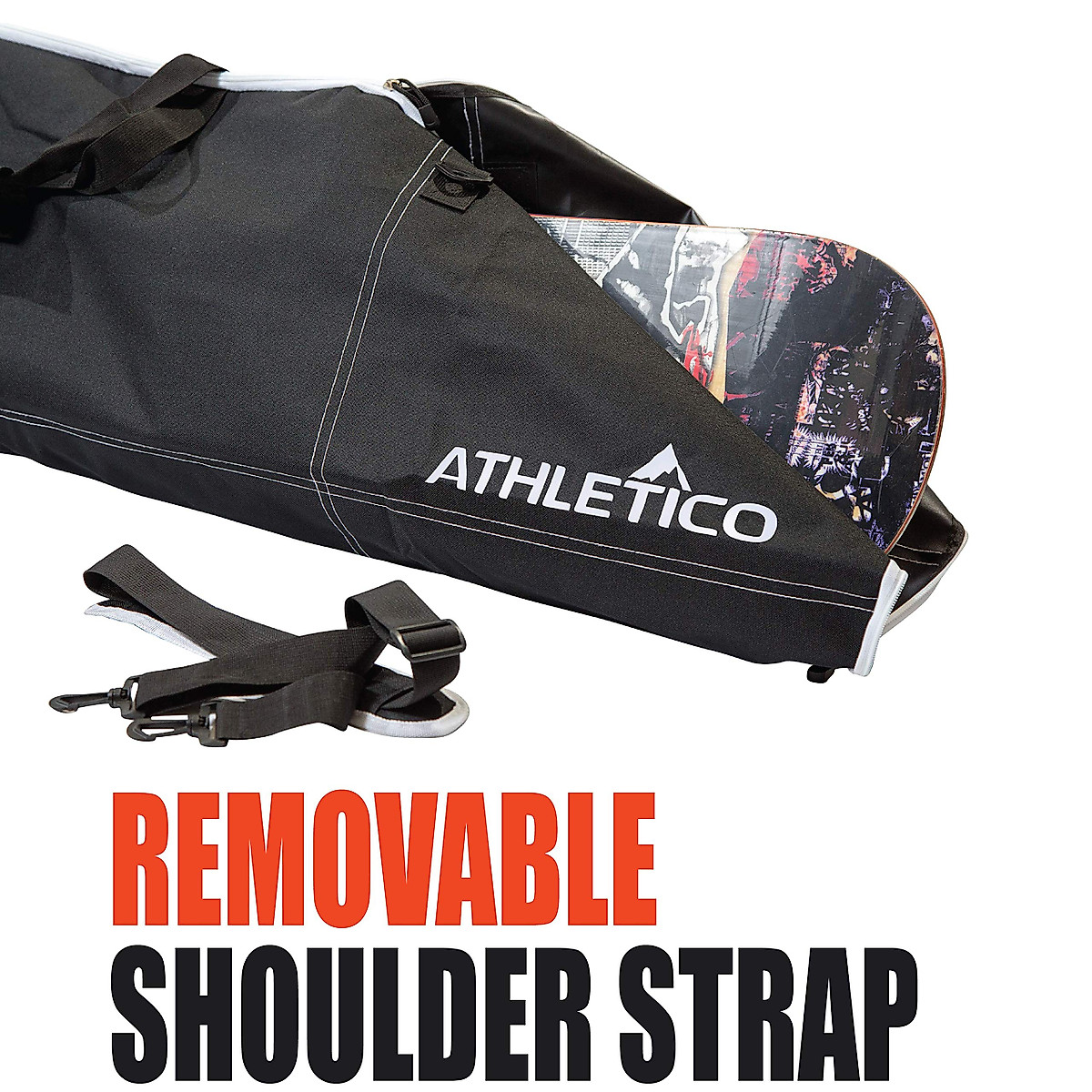 Athletico Padded Two-Piece Snowboard and Boot Bag Combo | Store & Transport Snowboard Up to 165 CM and Boots Up To Size 13 | Includes 1 Padded Snowboard Bag & 1 Padded Boot Bag (Black)