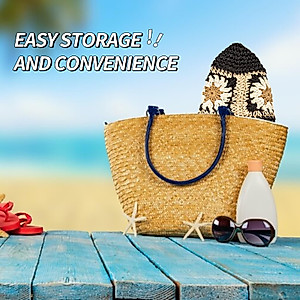 Womens Straw Sun Hat Woven Bucket Hat Summer Beach Cap Fishing Hat Fashion Floral Cap Beach Hat for Women Foldable Vacation Travel Straw Hat Black