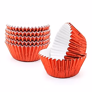 Cupcake Liners Red,GOLF Standard Size Red Foil Cupcake Liners Wrappers Metallic Baking Cups,Muffin Paper Cases, 100 Pack