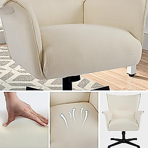 LSSPAID Swivel Accent Chairs Set of 1, Fabric Upholstered Armchairs 360 Degree Rotation Sofa Chair, Ergonomic Design Living Room Chair, Modern Leisure Single Sofa with No Wheels, Beige