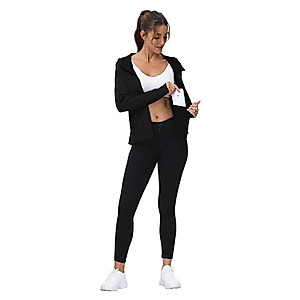 TBMPOY Womens UPF 50+ Sun Protection Hoodie Jackets Light Weight Long Sleeve Shirts Hiking Outdoor Full Zip Tops Black XXL