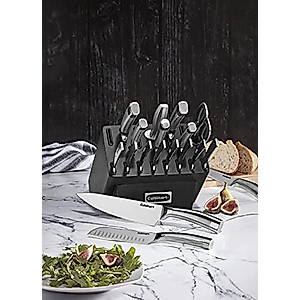Cuisinart C77SS-19P Normandy 19 Piece Cutlery Block Set, Stainless Steel Ashwood Black