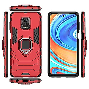 COTDINFORCA Redmi Note 9 Pro Case Redmi Note 9 Pro Max Case Shockproof with Ring Holder Kickstand Magnetic Car Mount Soft TPU Armor Thin Protective Phone Case for Xiaomi Redmi Note 9 Pro Red KK