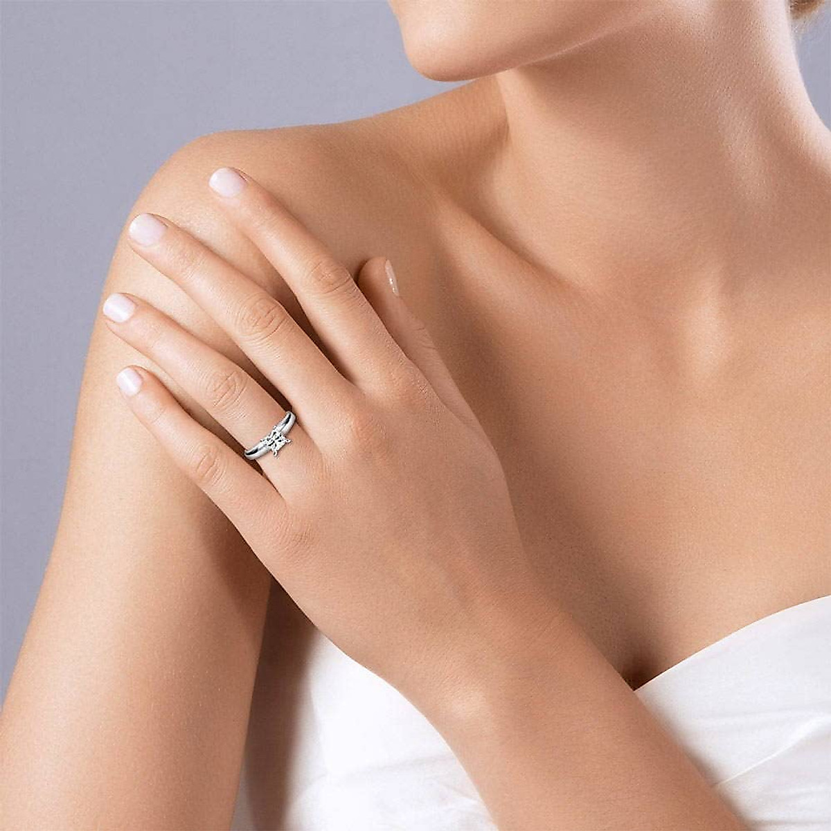 BERRICLE Sterling Silver Solitaire Wedding Engagement Rings 1.2 Carat Princess Cut Cubic Zirconia CZ Ring for Women, Rhodium Plated Size 4