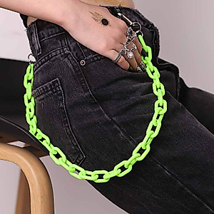 Bounzhi Hip Hop Jeans Pants Chain Punk Goth for Men Acrylic Link Wallet Chain for Women Hipster Chunky Thick Wallet Pocket Keychains Belt Waist Chains body Accessory for Girls(Green)