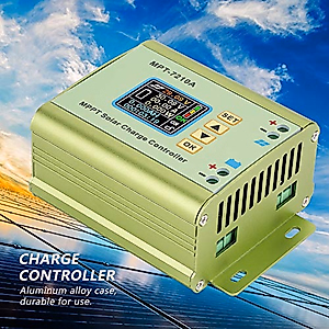 Solar Controller, MPT-7210A MPPT Solar Controller Green Made of Aluminum Alloy with LCD Display for Lithium Battery