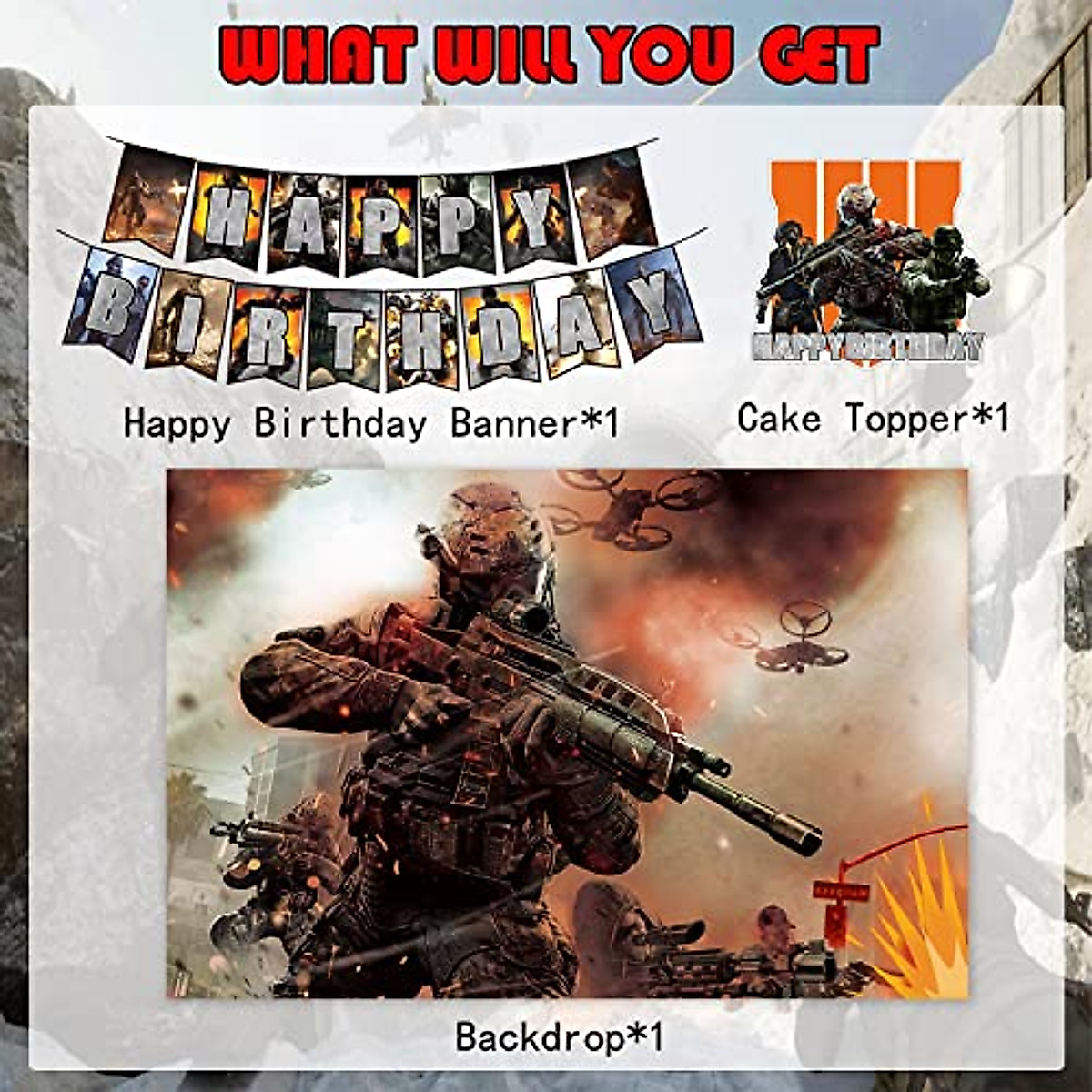 112 Pcs Birthday Decorations, Birthday Party Supplies for Boys Including Happy Birthday Banner, Cake & Cupcake Toppers, Balloons, Backdrop, Tablecloth and Dinner Sets for 10 Guests