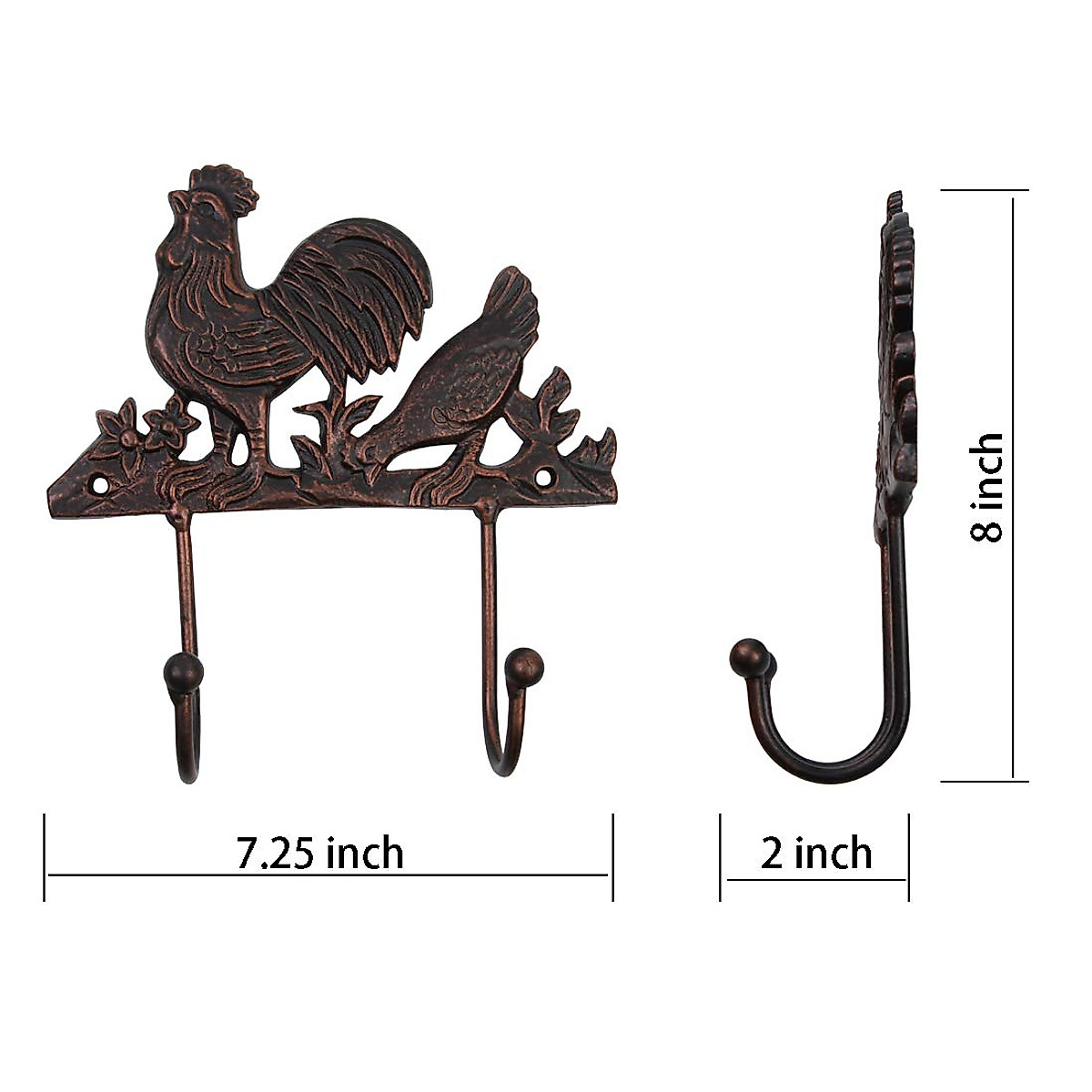 Coat Hook Hat Hook Vintage Wrought Iron Wall Mounted Screws Included Wall Hook (Chicken Farm)