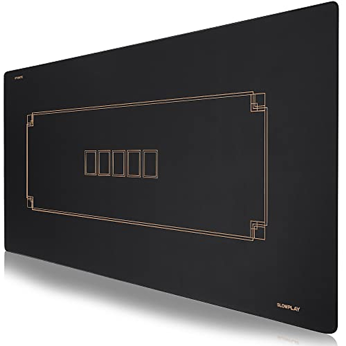 SLOWPLAY Godel Texas Hold'em Poker Mat | Portable Poker Table Top, Black and Champagne Gold, 70 x 35 Inch, Water Repellent, Noise Reduction, and Premium Carrying Bag for Games Everywhere