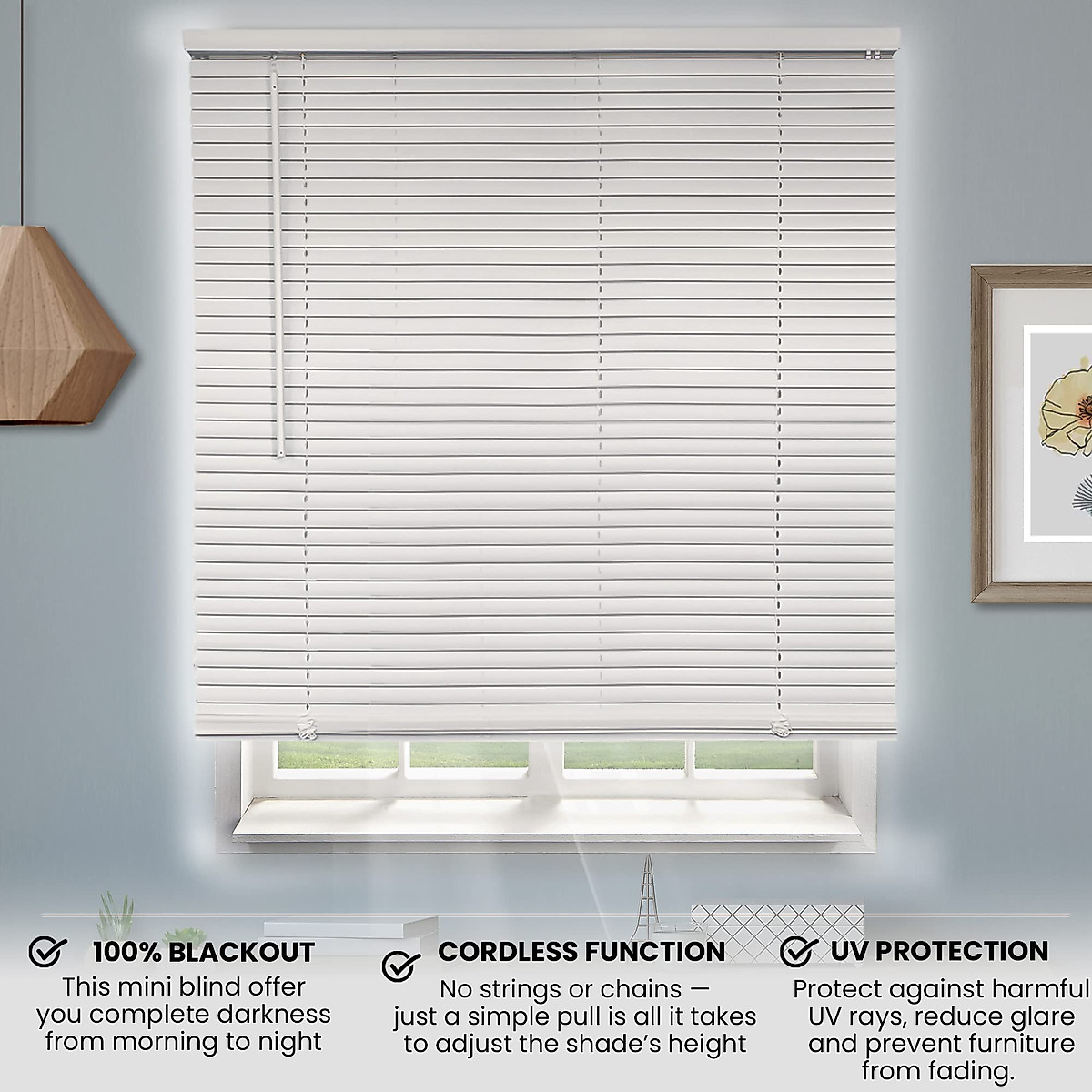 CHICOLOGY Blinds for Windows, Mini Blinds, Window Blinds, Door Blinds, Blinds & Shades, Camper Blinds, Mini Blinds for Windows, Horizontal Window Blinds, Midnight White (Blackout), 30" W X 72" H