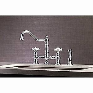 Kingston Brass KS3271PXBS Restoration Bridge Kitchen Faucet, Polished Chrome