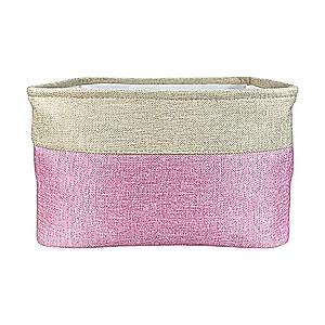 Personalized Dog Dachshund Bone Decorative Storage Basket Fabric Durable Toy Box with 2 Handles for Organizing Closet Garage Clothes Blankets Pink and White