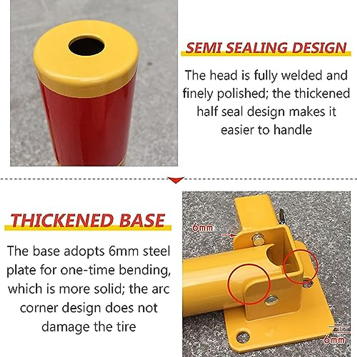 TzUfa Car Parking Space Lock Bollard, High Visibility Yellow and Red Lockable Fold Down Car Parking Barrier Post, Private Car Park Driveway Guard Saver Blocker with Locking Base (Color : Red)