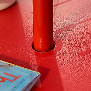 Outsunny Kids Table and Chair Set, Outdoor Folding Garden Furniture, Picnic Table for Patio Backyard, with Ladybug Pattern, Removable & Height Adjustable Sun Umbrella, Aged 3-6 Years Old, Red