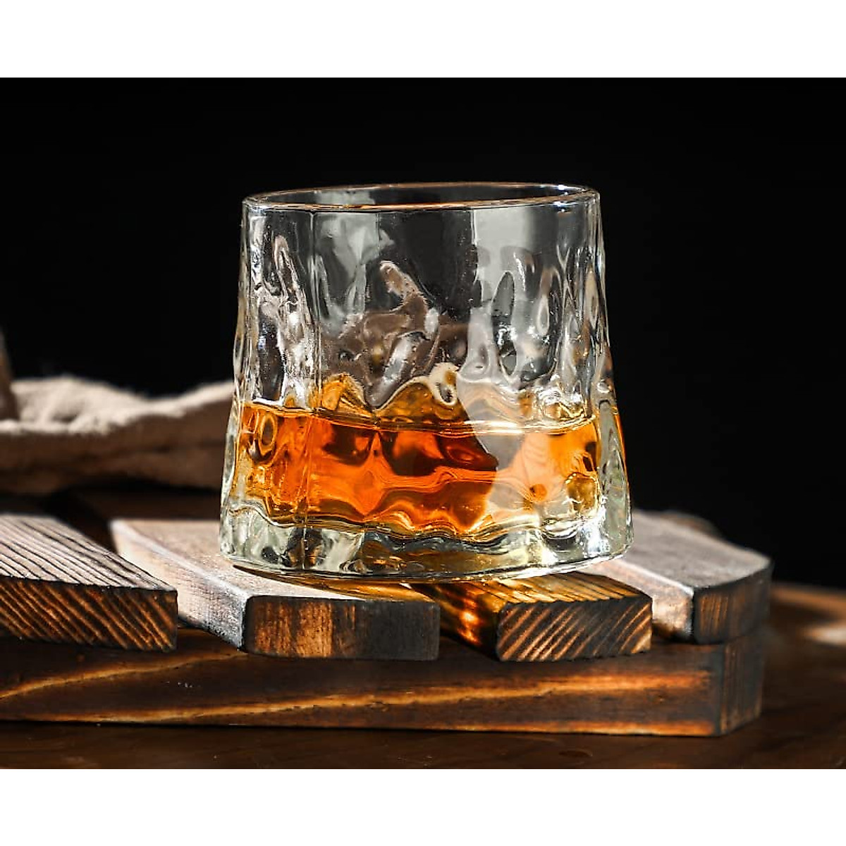 4 Pack Crystal Whiskey Glasses, Old Fashioned Lowball Bar Tumblers for Drinking Bourbon, Scotch Whisky, Cocktails, Cognac