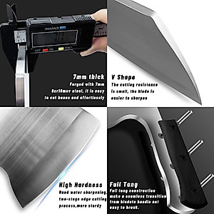 ZENG JIA DAO Big Bone Cutting Cleaver Knife - Super Heavy Duty Meat Axe Cleaver- Butcher Knife - Forged HC Steel - Black Pakka Wood Handle - Restaurant Farm Slaughterhouse Gift