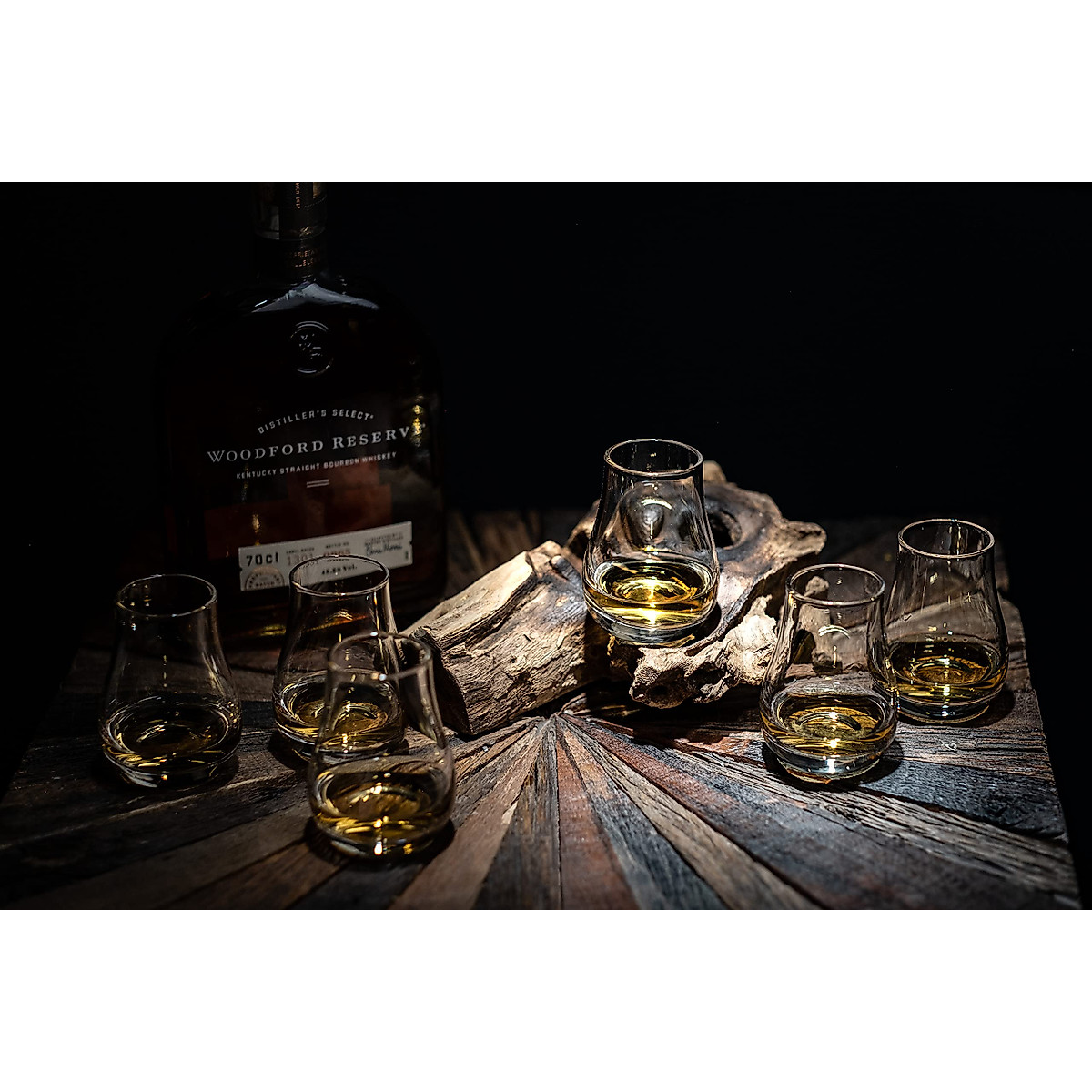 Whiskey, Scotch, Bourbon Tasting Glasses | Set of 6 | Professional 3.5 oz Stemless Tulip Shaped Tasting and Nosing Copitas | Small Crystal Snifters Gift Sniffers for Sipping Neat Liquor