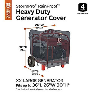 Classic Accessories StormPro Waterproof 36 Inch 7,000 Watt Heavy-Duty Generator Cover