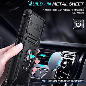 LeYi Compatible for Samsung Galaxy A03s Phone Case: Galaxy AO3s Phone Case with Slide Camera Cover + [2 Packs] Screen Protector, 360 Full Body Military-Grade Phone Case with Kickstand for A03s, Black