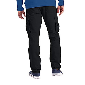 Mens Cargo Combat Work Pants 100% Cotton 6 Pockets Relaxed Fit Outdoor Hiking Cargo Workware Pants All Waist 32W-44W (34W x 32L, Black)