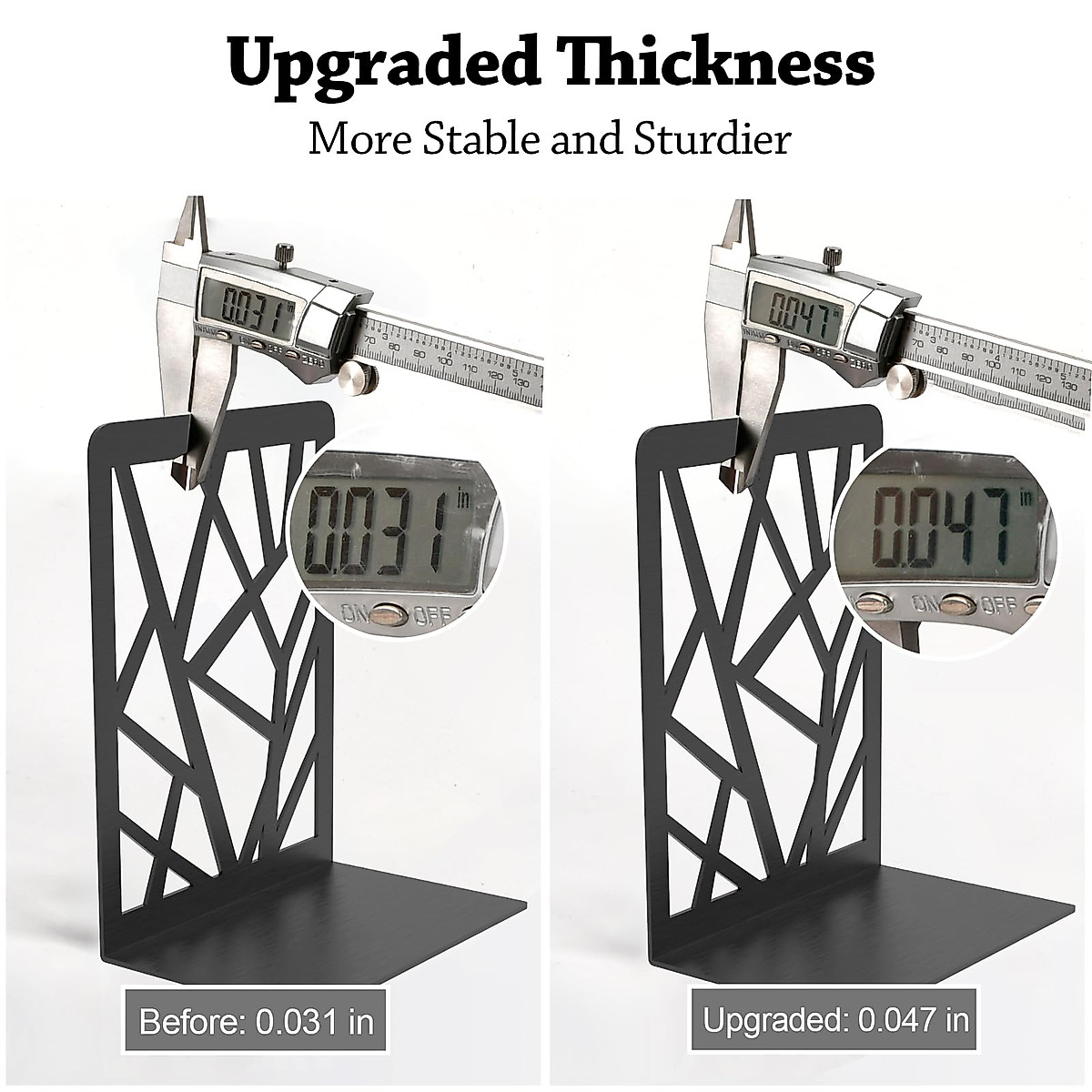 Book Ends, Bookends for Shelves, Home Decorative Bookends for Heavy Books, Non-Skid Book Holders for Shelves, Metal Book End Bookend for Home Office Decor, 7 x 4.7 x 3.5” (2 Pairs/ 4 Pcs, Large)