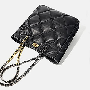 Nacolulu Quilted Handbag,Wallet Bag Shoulder Bag Top Handle Satchel Purse,Lightweight Quilted Tote Purse (Black)