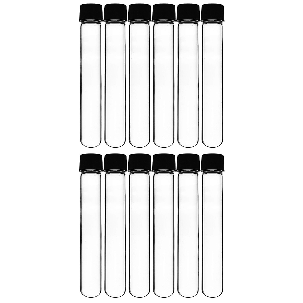 EISCO 12PK Test Tubes, 50ml - Bakelite Screw Cap with Rubber Liner - Borosilicate 3.3 Glass - 5.9" x 1" - Round Bottom - Leak Proof