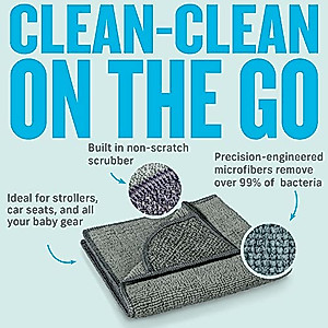 E-Cloth Stroller & Car Seat Cleaning Cloth, Premium Microfiber Cloth with Scrubbing Corner, Ideal for Cleaning Baby Stroller, Car Seats, Car Seat Cover, Booster Seat, 100 Wash Promise