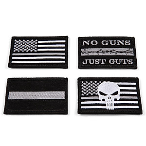 Great 1 Thin Grey-Gray Line American Flag Patch 4-Pack, Correctional Officer, 2x3 inch, Hook and Loop Fastener/Backing, Tactical Accessory for Clothing-Jackets-Hats-Backpacks