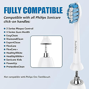 SuitShine Replacement Toothbrush Heads for Philips Sonicare Replacement Heads, Compatible with Phillips Sonicare Snap-on Electric Tooth Brushes, 6 Pack