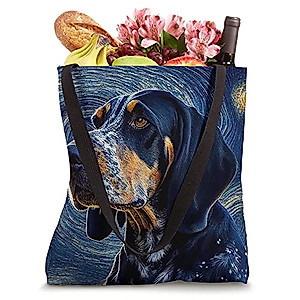 Bluetick Coonhound in Starry Night Painting Dog Mom Dad Tote Bag
