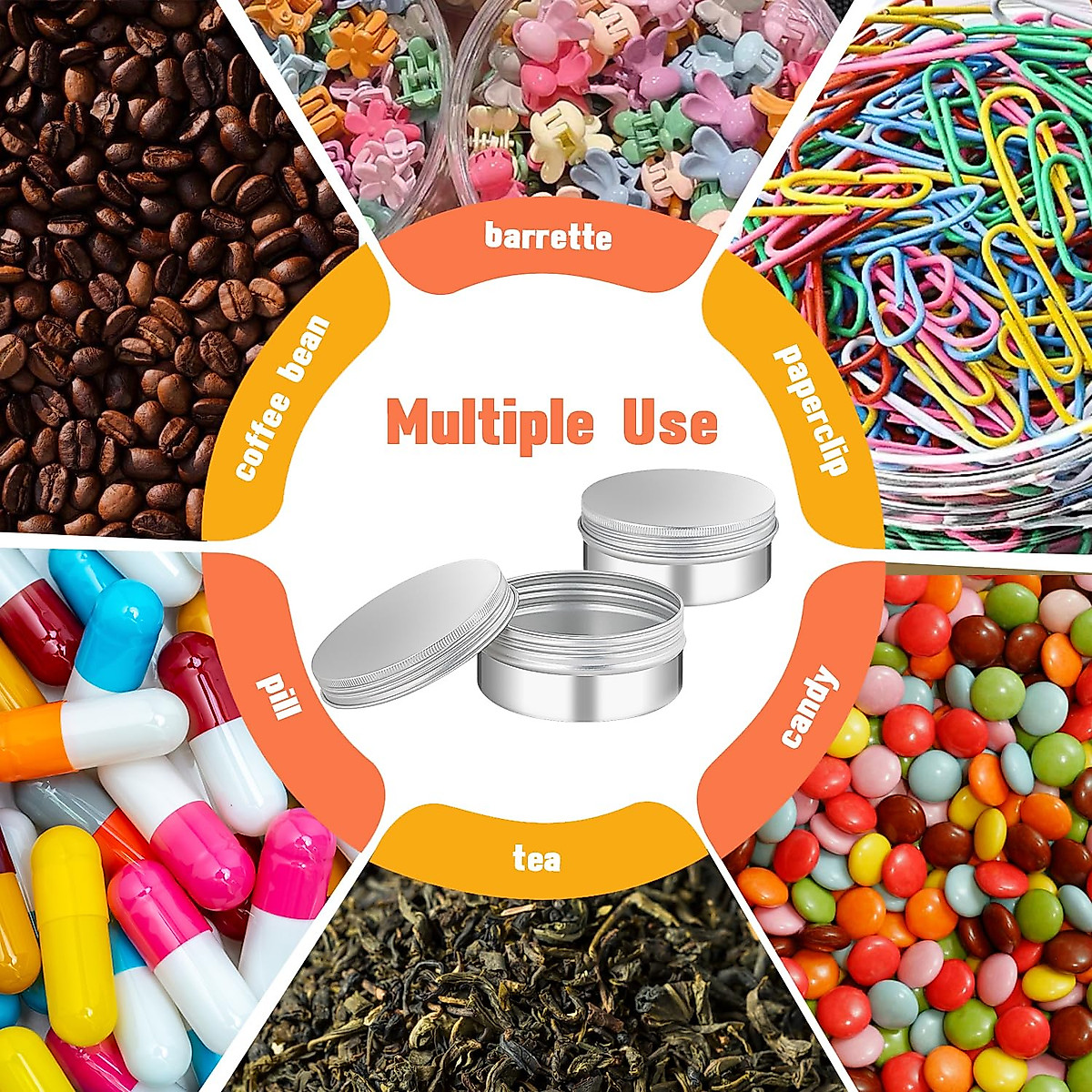 LIYAR 6 oz Tins with Lids 24 Pack Salve Tins 6 oz Aluminum Jar 180 ML Metal Container with Lid Salve Containers with Labels for Spices, Candies, Lip Balm, Candles(Silver)