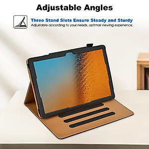 MAISON Case for Samsung Galaxy Tab A8 10.5 Inch 2022 Model (SM-X200/X205/X207) - Multi-Angle Viewing Smart Stand Back Cover with Pocket Auto Wake/Sleep, Pencil Holder (Black)