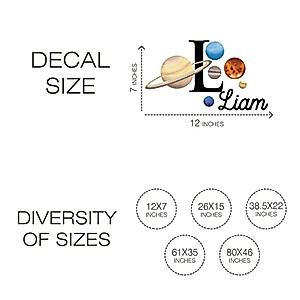 Personalized Solar System Planet Wall Decal with Your Text to Baby Boy Room - Nursery Wall Decal for Baby Room Decorations - Custom Boy Name Sticker for Wall Kid Art