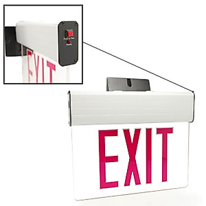 eTopLighting [2-Pack] Edge Lit LED Exit Sign Light Panel, Red Lettering, Mount on Wall and Ceiling, AGG2716