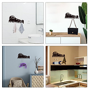 SUPERDANT Steam Train Metal Key Hooks with 10-Hooks Key Hanger Coat Hooks Decor Jewelry and Key Holder Wall Decorative Home Storage Hooks for Dog Leash Entryway Hallway Kitchen Office Stash