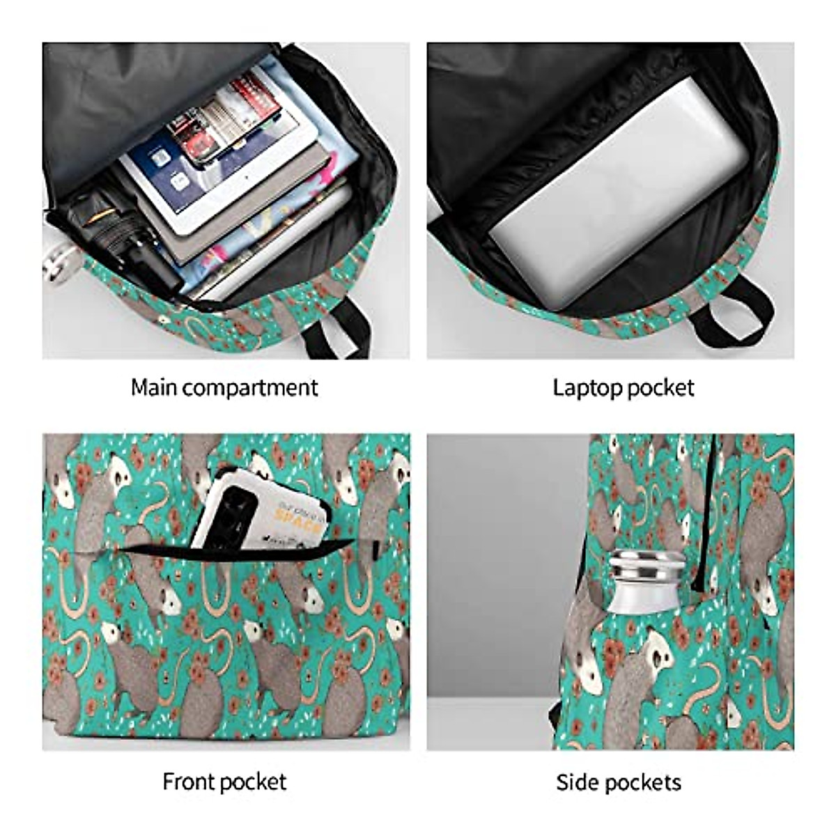 Biunnru Possums Travel Backpacks 15 In Cartoon Backpacks For Laptop Backpack