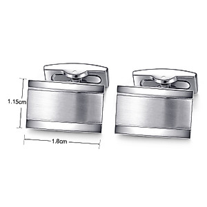 HONEY BEAR Rectangle Cufflinks Tie Clip Set Mens Business Wedding Gift Silver with Box