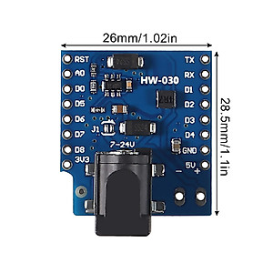 QCCAN 5pcs 7-24v DC Power Shield V1.1.0 Board for WEMOS Mini D1 Development Board DC Power Supply Screen Module